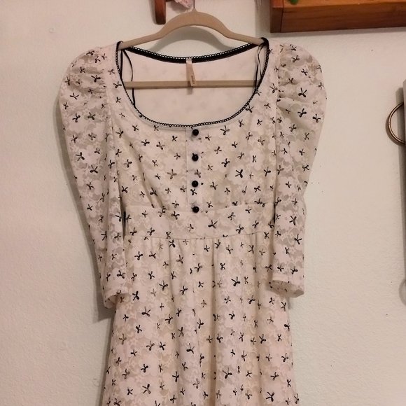 Modcloth | Dresses | Modcloth Lace Black Bows Cottagecore Dress | Poshmark